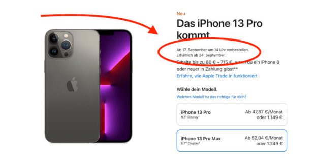 iPhone 13 – Termine für die Vorbestellung und Auslieferung