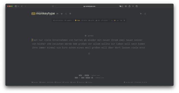 Monkeytype – Schreibgeschwindigkeit und Fehlerquote messen » Sir Apfelot
